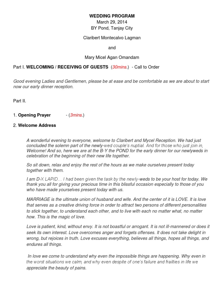 Blank Wedding Program-Script Format | Download Free PDF | Wedding | Bride