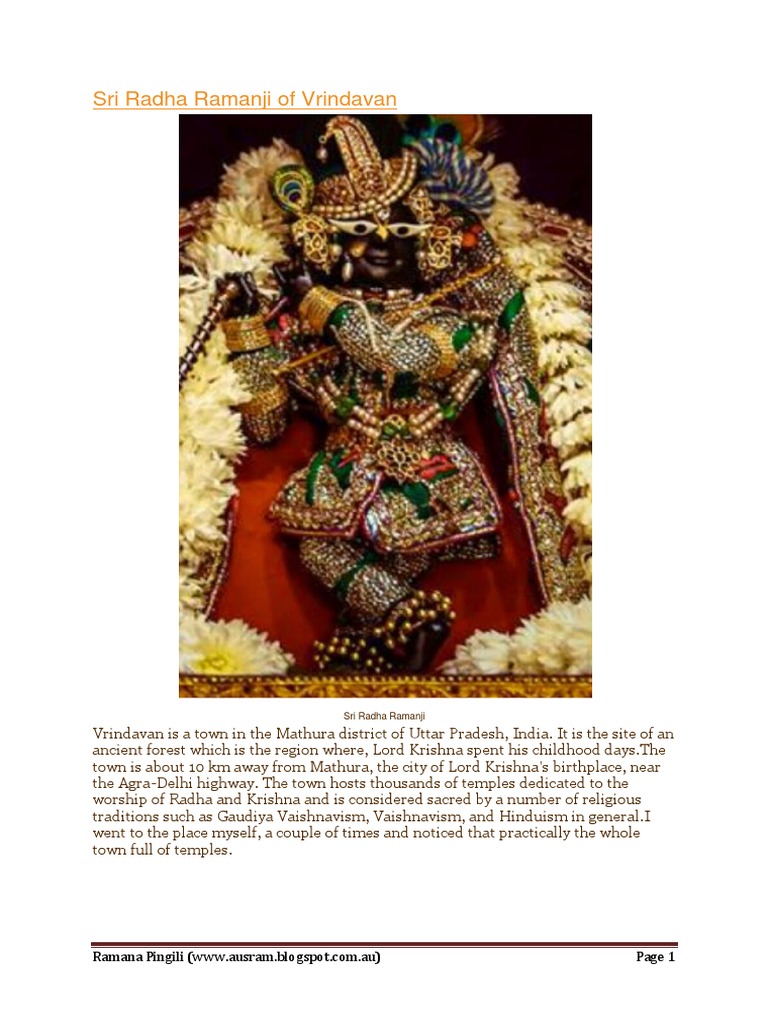 Sri Radha Ramanji of Vrindavan | PDF | Bhagavad Gita | Indian Religions
