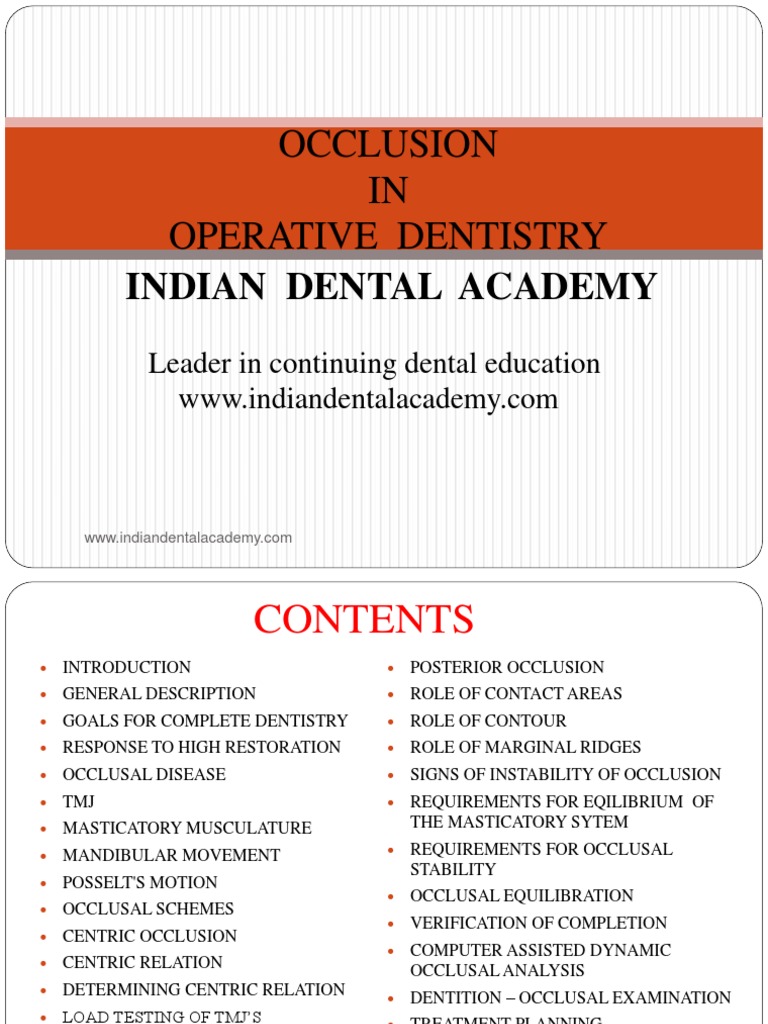 Occlusion / Orthodontic Courses by Indian Dental Academy | PDF ...