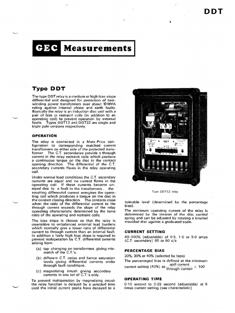 GEC DTT Biased Diff R-5116d | Download Free PDF | Relay | Transformer