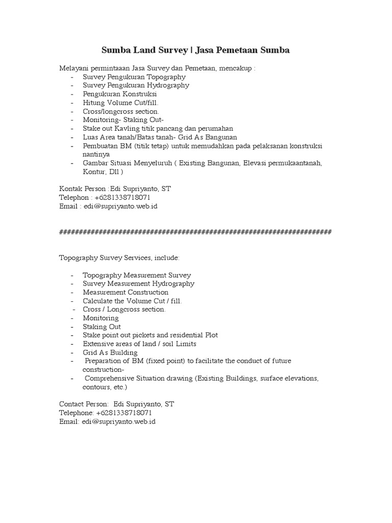 Sumba Land Survey - Jasa Pemetaan Sumba | PDF