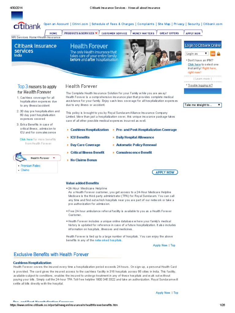 Citibank Insurance Services - Know All About Insurance | PDF | Hospital ...