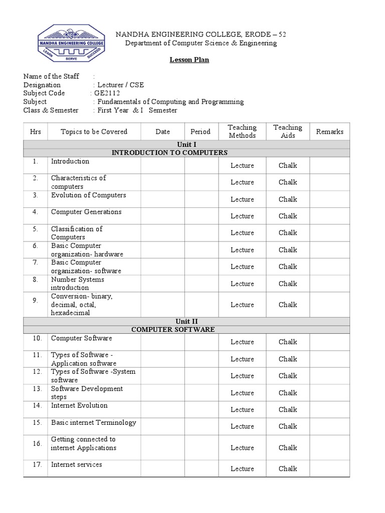 Lesson Plan: Introduction To Computers | PDF | Media Technology ...