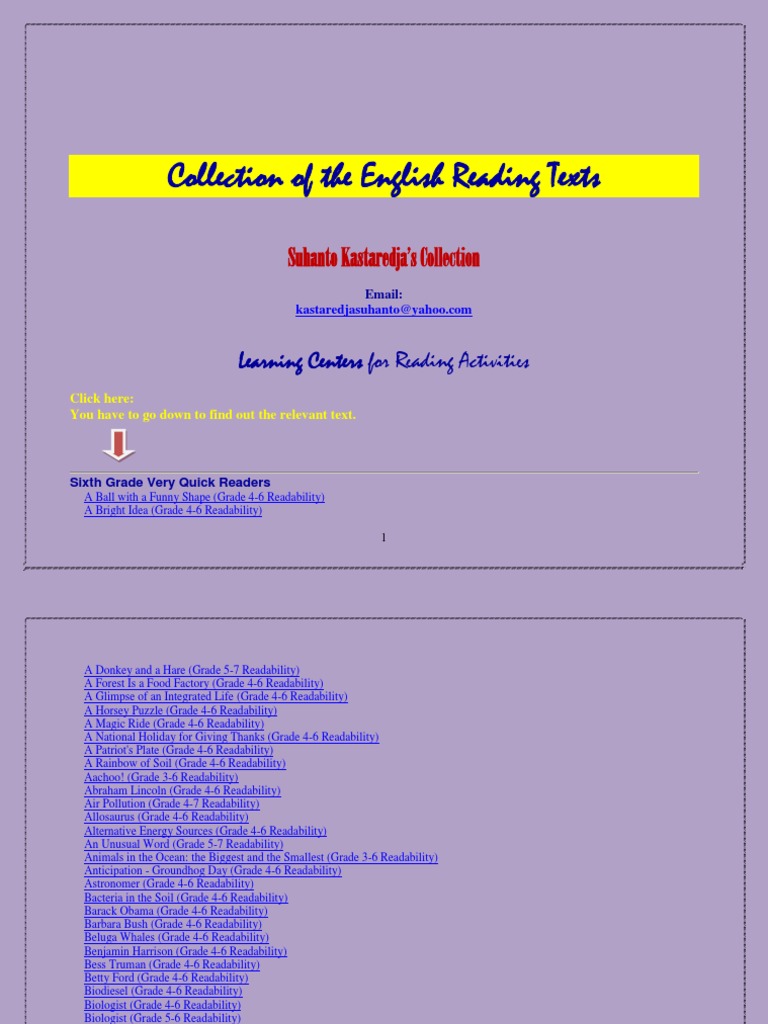 Collection of The English Reading Texts | PDF