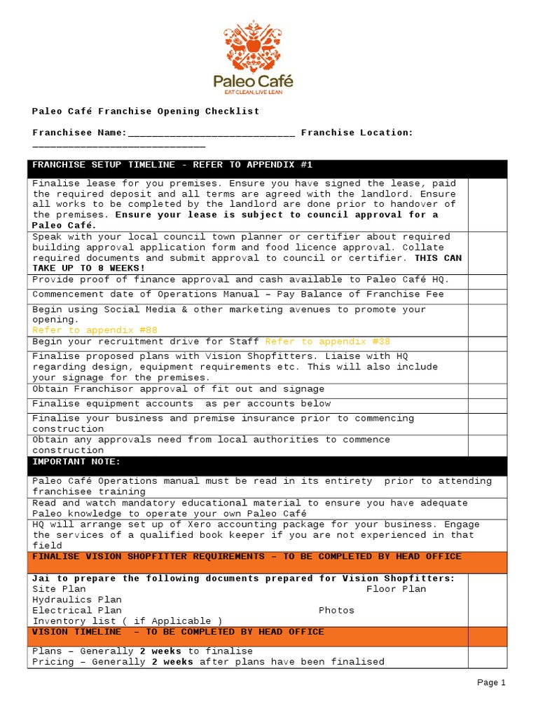 Franchise Setup Checklist | PDF | Franchising | Economies