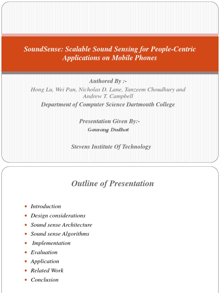Soundsense: Scalable Sound Sensing For People-Centric Applications On ...