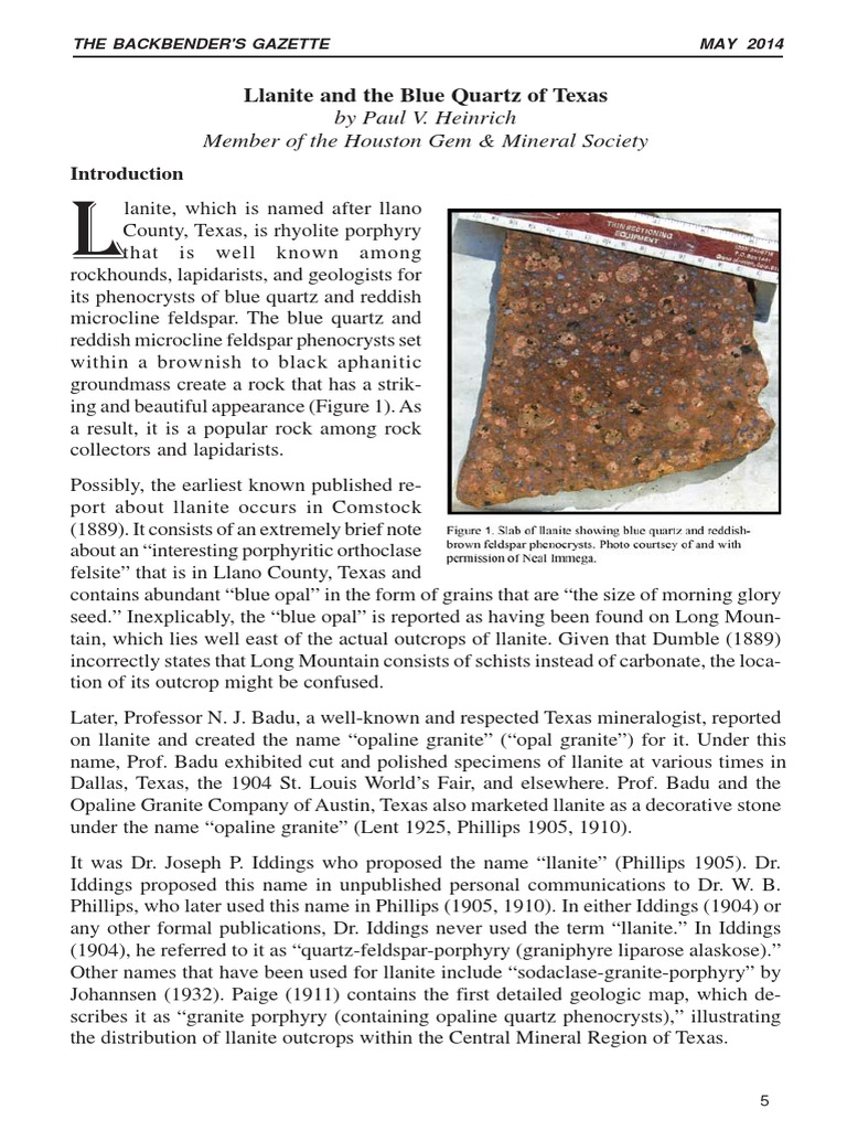 Llanite and The Blue Quartz of Texas | PDF | Granite | Rock (Geology)