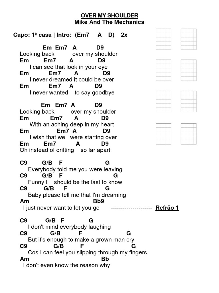 Over My Shoulder - Cifra | PDF