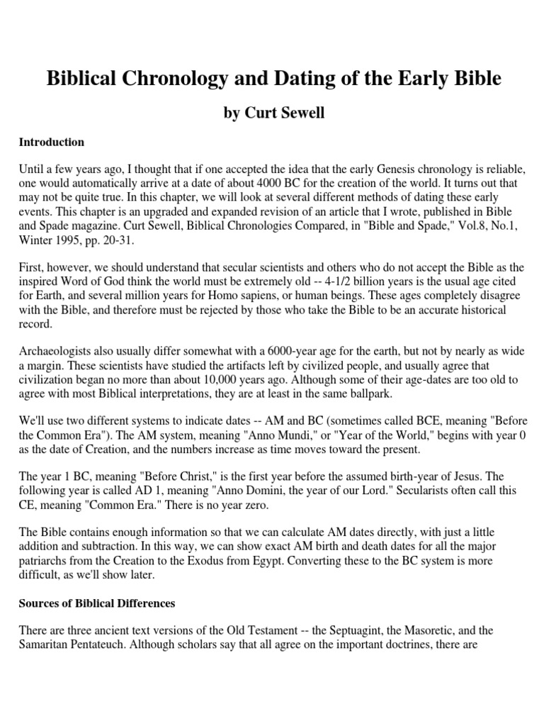 Biblical Chronology and Dating | PDF | Septuagint | Bible