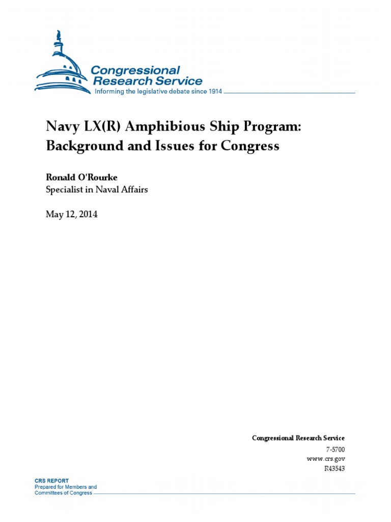 Navy LX (R) Amphibious Ship Program: Background and Issues For Congress ...
