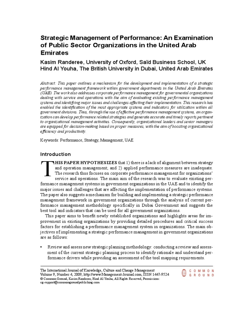 Strategic Management of Performance | PDF | Strategic Management ...