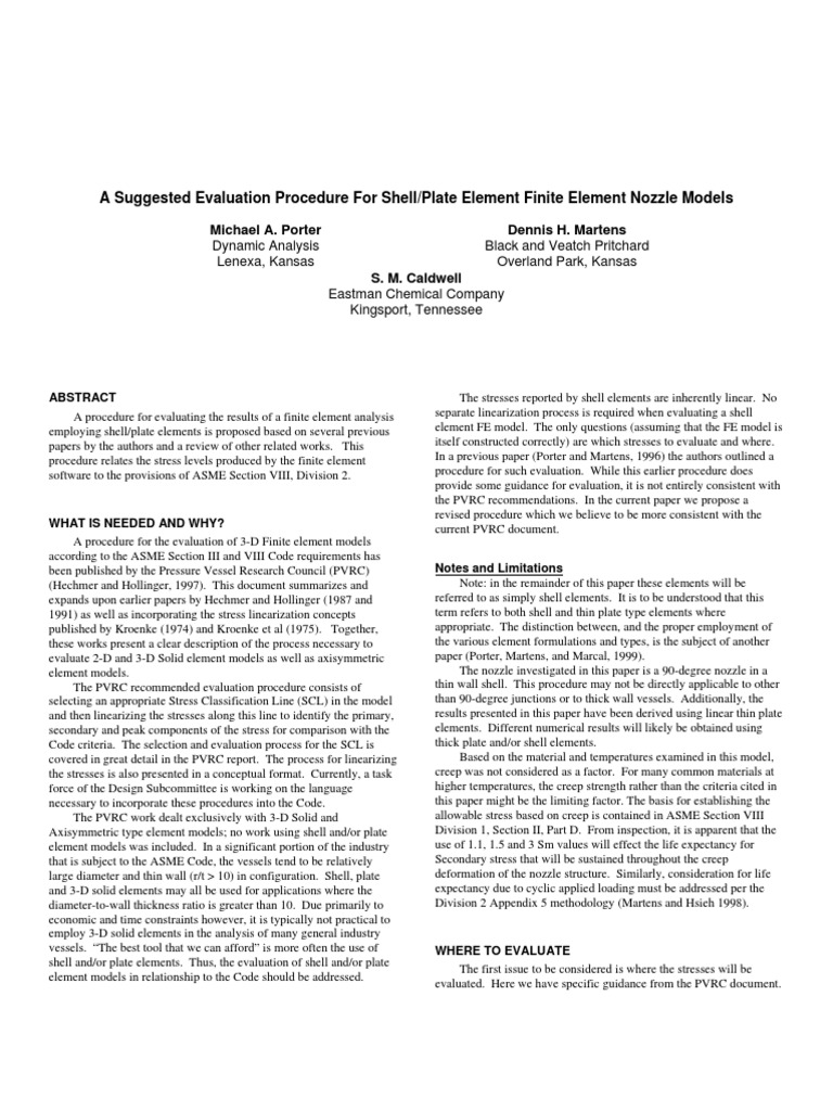 Nozzle Evaluation Procedure for ASME Code | PDF | Creep (Deformation ...