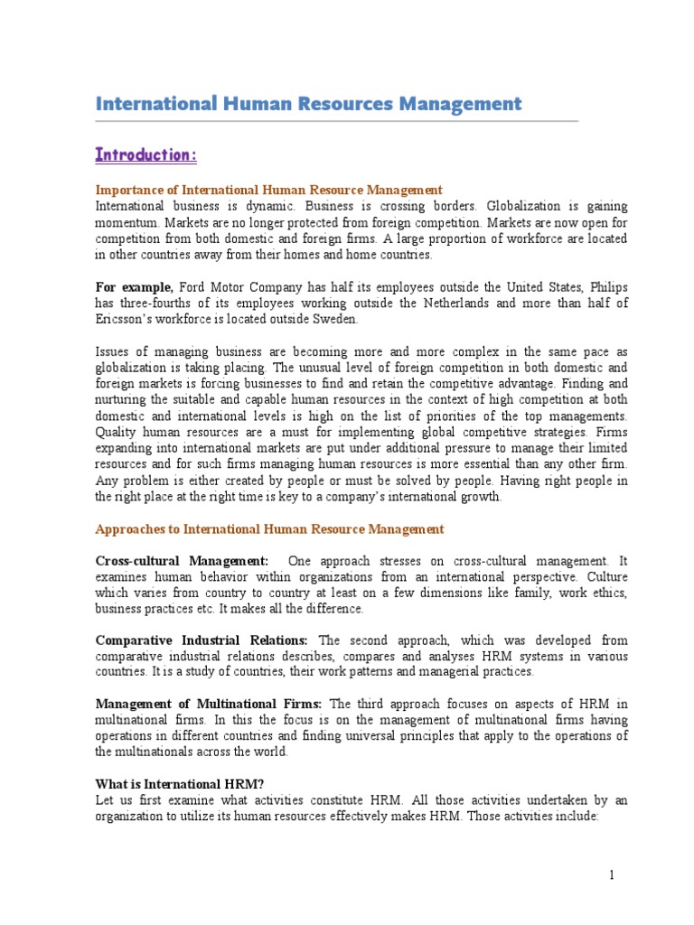 IHRM Ok 2 | PDF | Human Resource Management | Employment