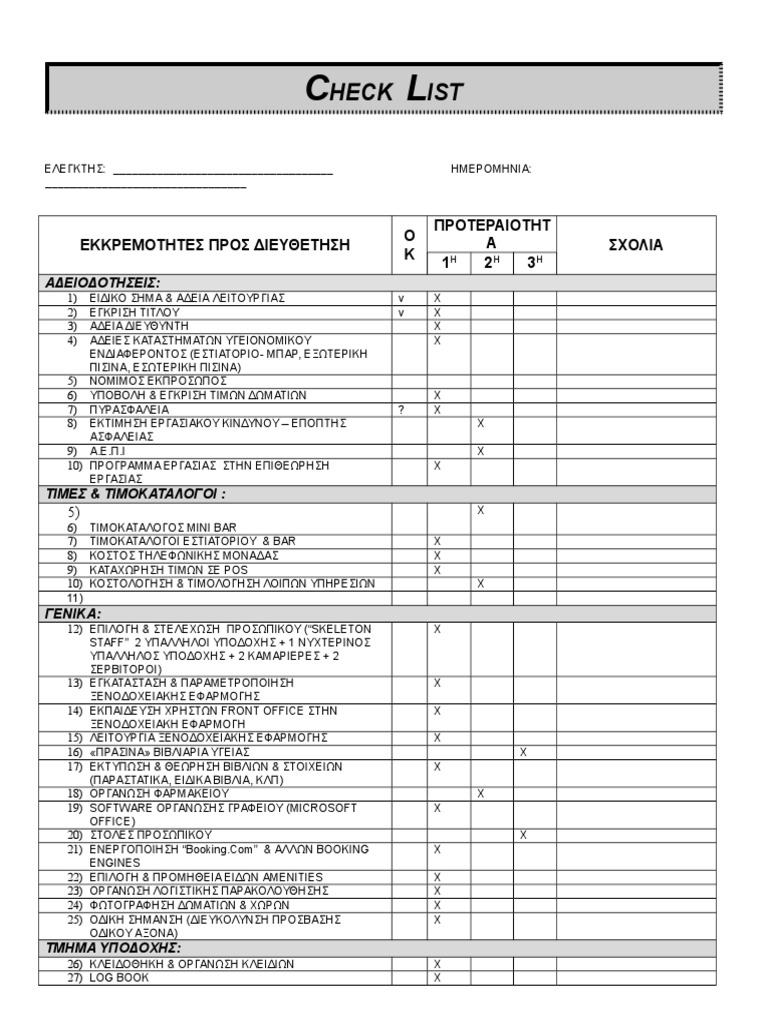 Check List Hotel Pre Opening | PDF