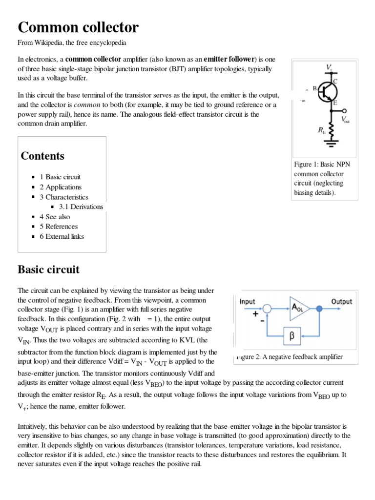 Common Collector - Wikip..., The Free Encyclopedia | PDF | Bipolar ...