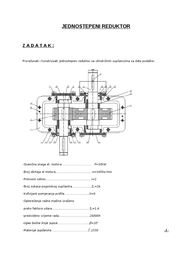 Proračun Jednostepenog Reduktora | PDF