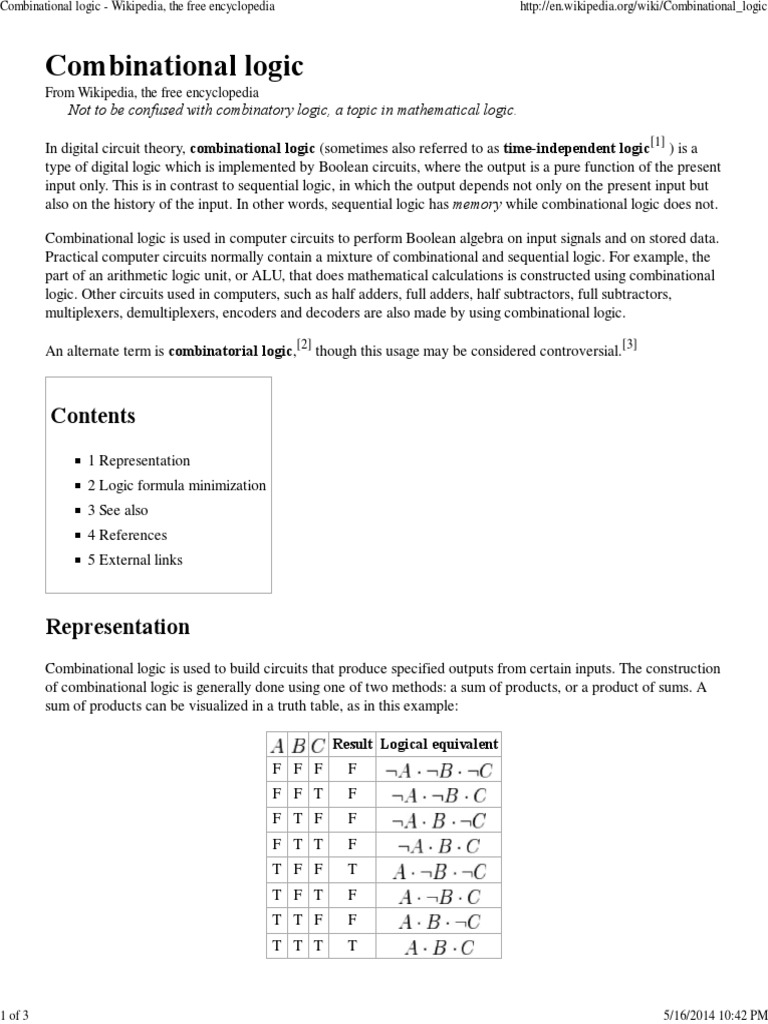 Combinational Logic - Wikipedia, The Free Encyclopedia | PDF | Areas Of Computer Science ...