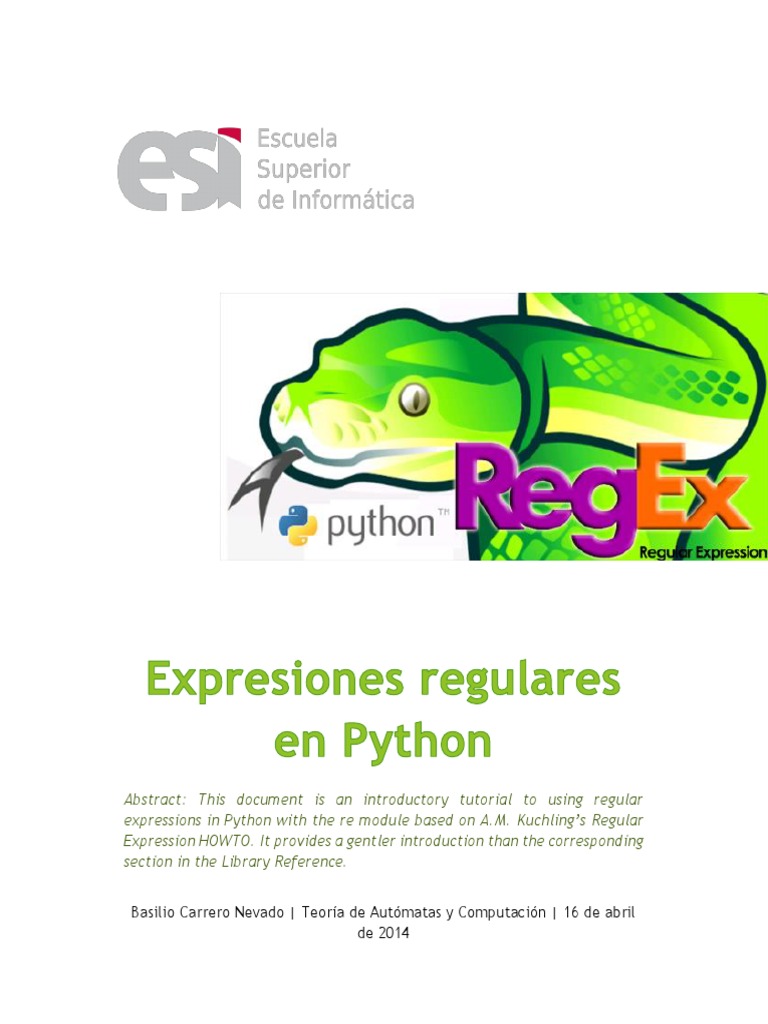 Expresiones Regulares En Python Pdf Expresión Regular Perl