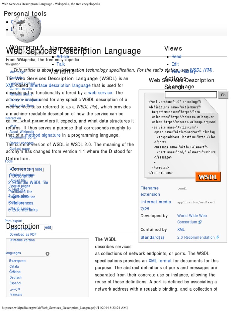 Web Services Description Language - Wikipedia, The Free Encyclopedia ...