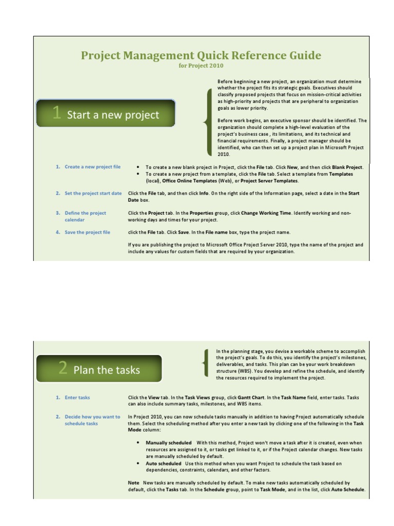 PM Quick Reference 2010 | PDF | Scheduling (Production Processes) | Microsoft Excel