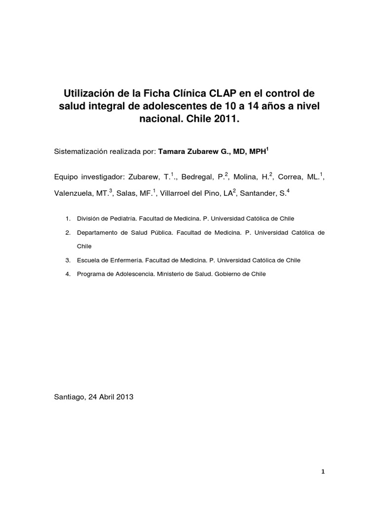 Utilización de La Ficha Clínica CLAP | PDF | Obesidad | Adolescencia