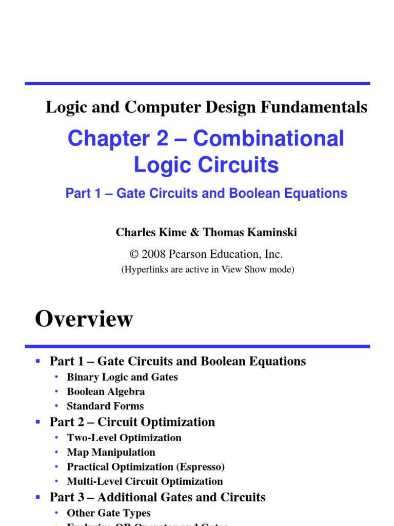 Combinational Logic Circuits: Logic and Computer Design Fundamentals ...