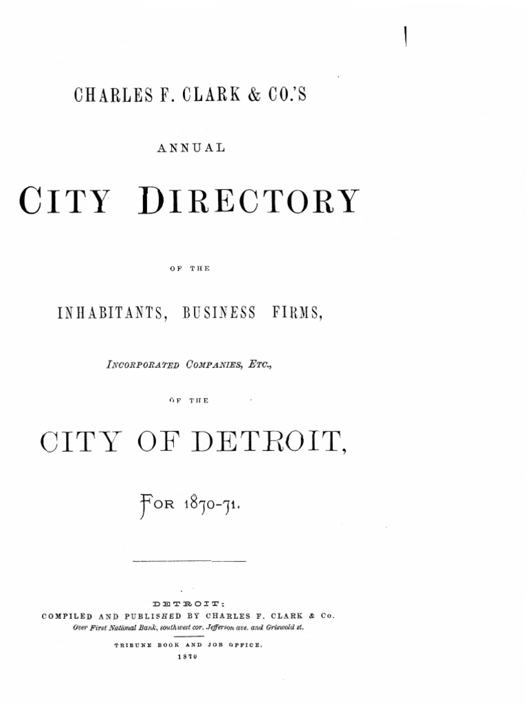1870 Detroit Directory | PDF | Insurance | Business