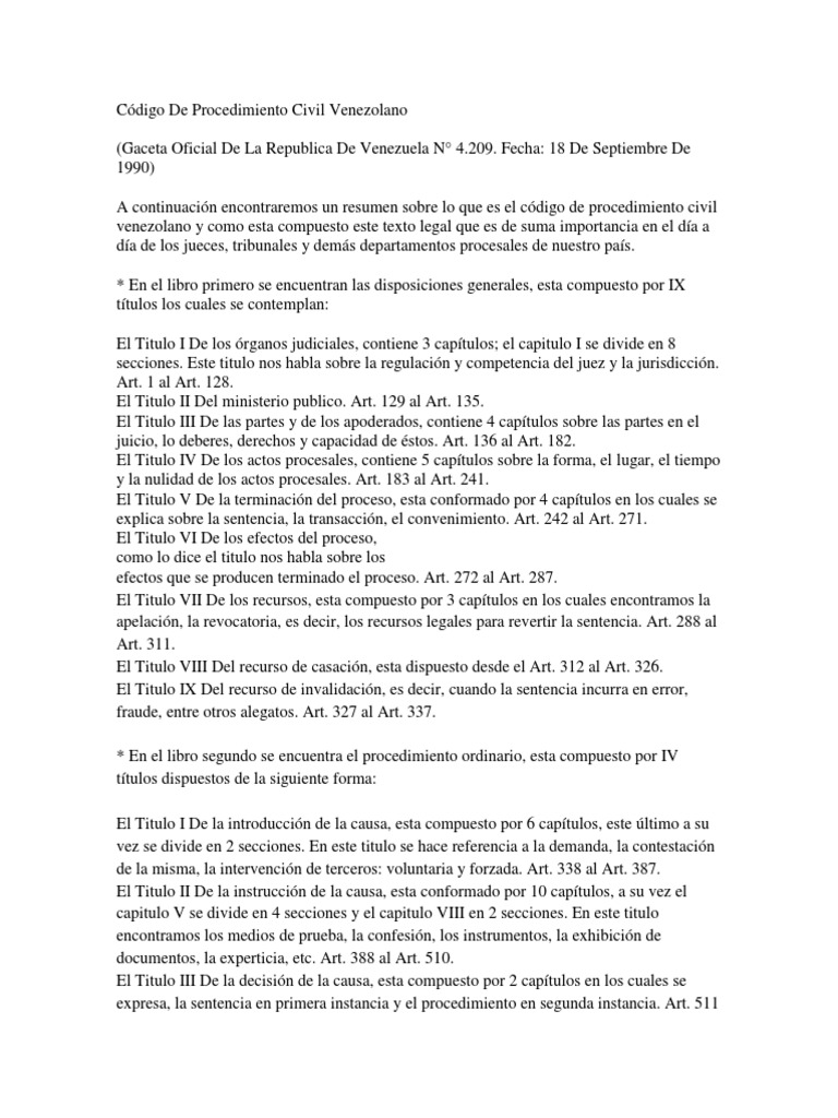 Código de Procedimiento Civil Venezolano