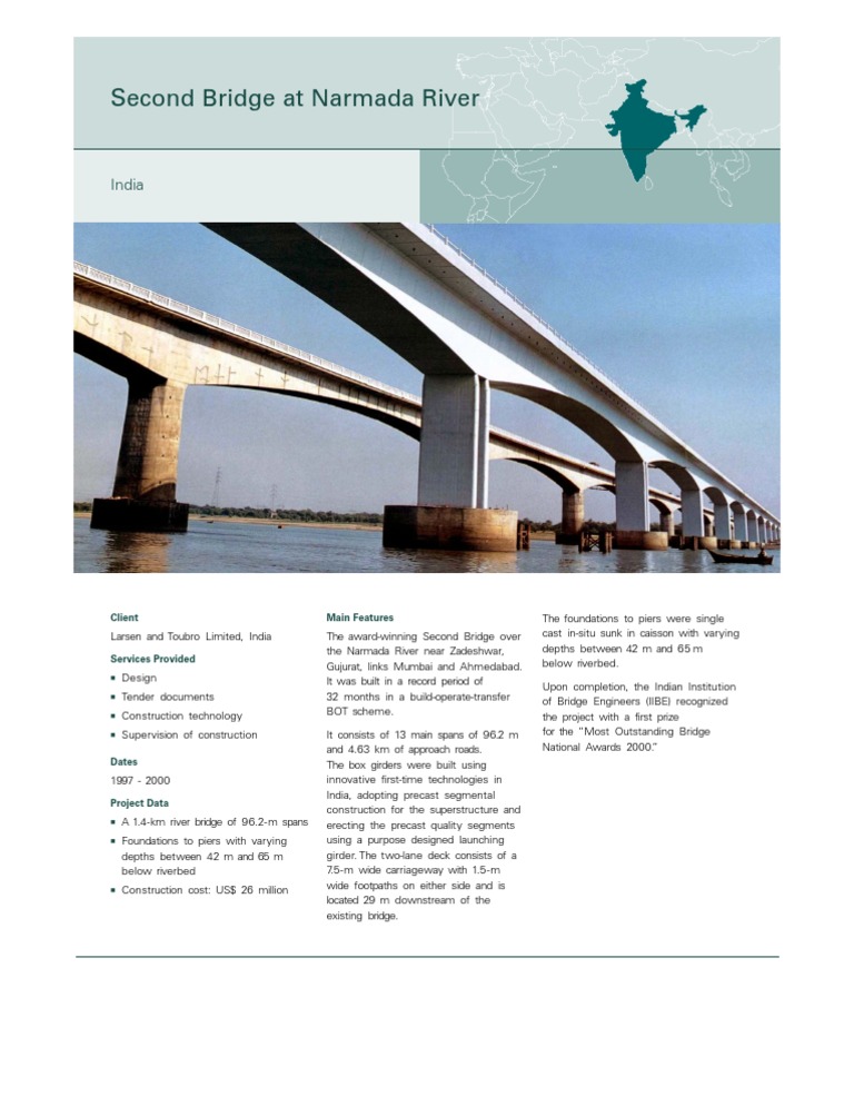 Narmada River Bridge Design and Construction | PDF