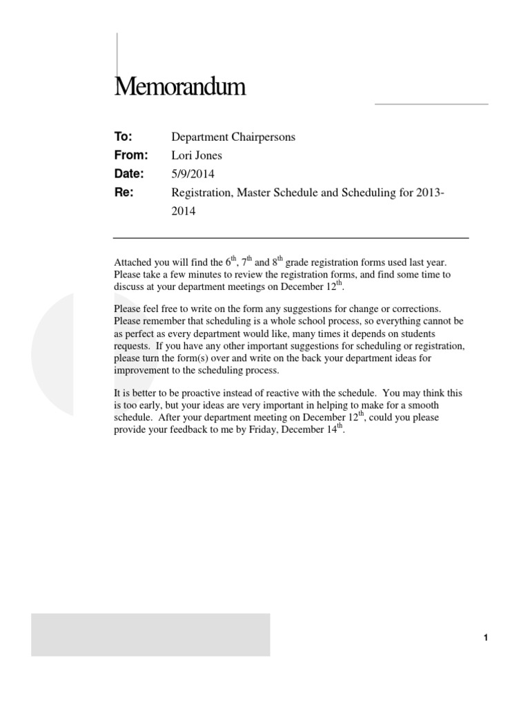 Memo Schedule | PDF