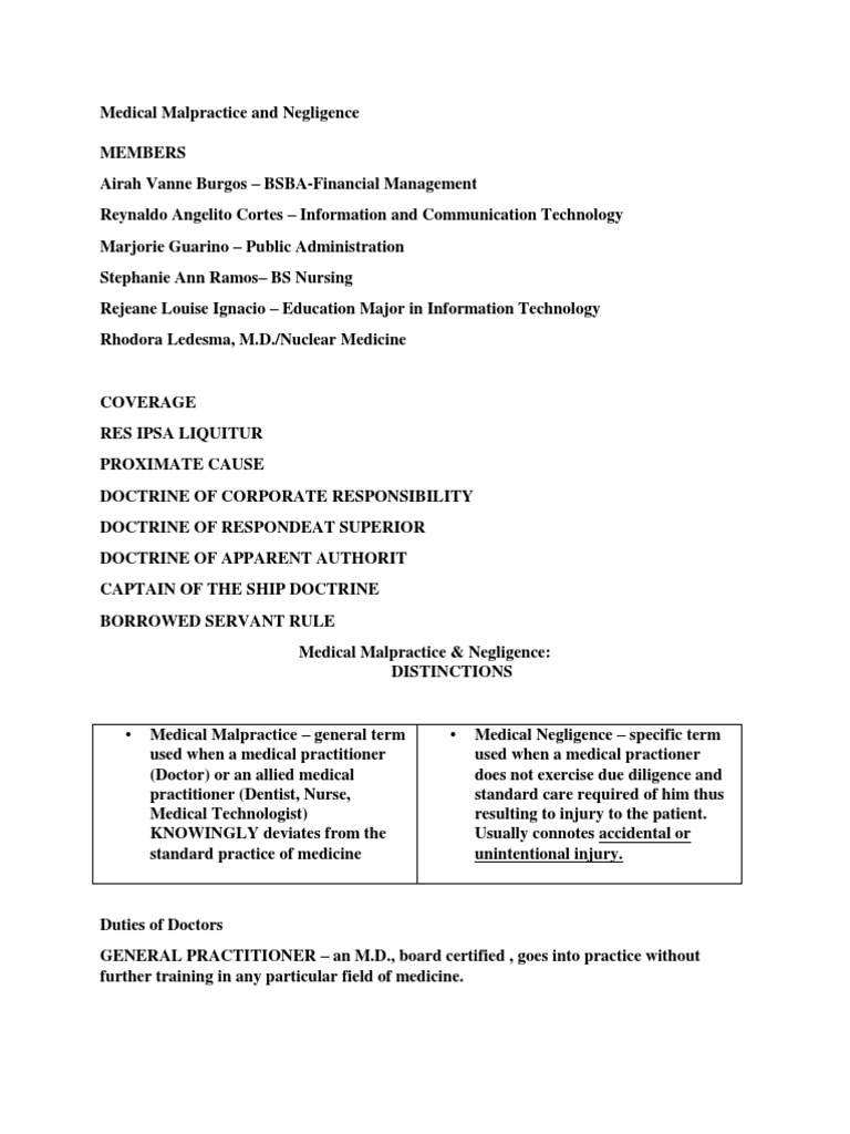 Medical Malpractice and Negligence | PDF | Negligence | Physician