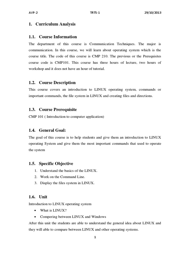 Lesson Plan 1 Introuduction To Linux | PDF | Operating System | Linux