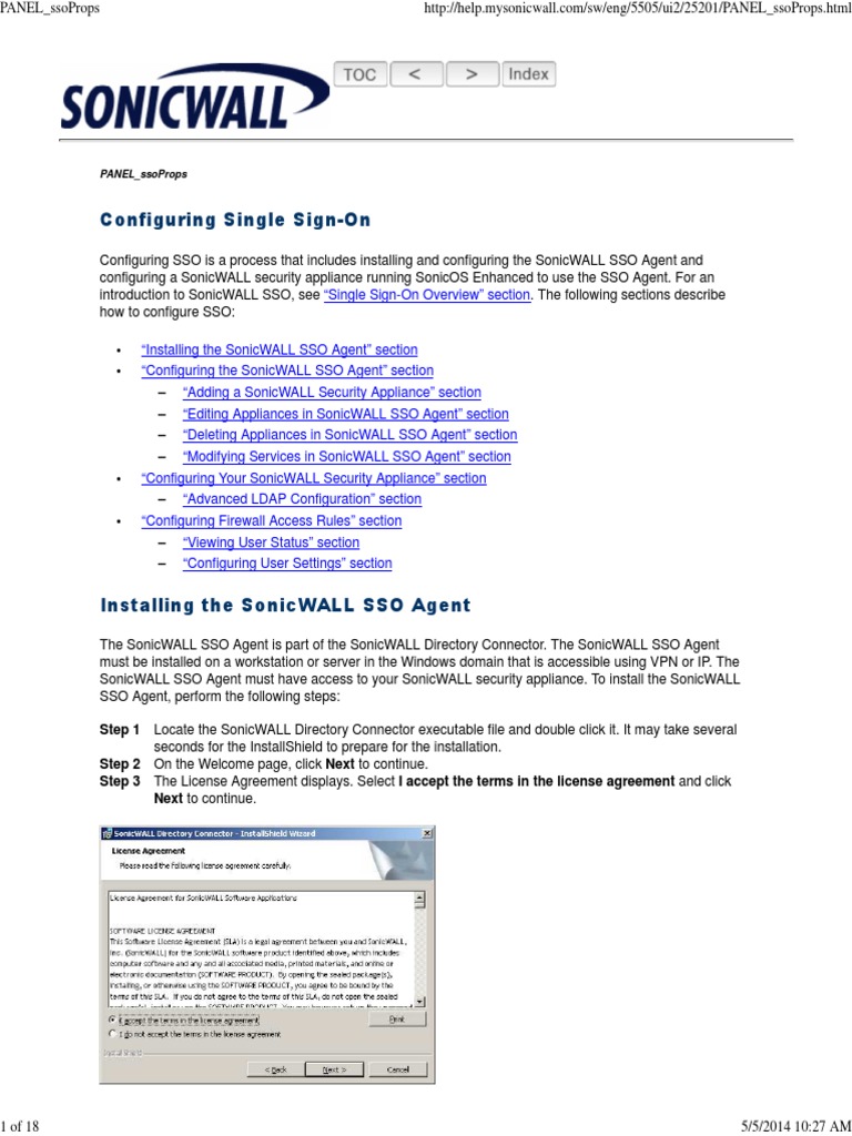 Installing The SonicWALL SSO Agent | PDF | Radius | Active Directory