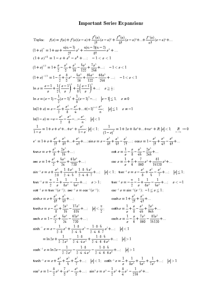 Taylor Series Expansions | PDF | Games & Activities | Home & Garden