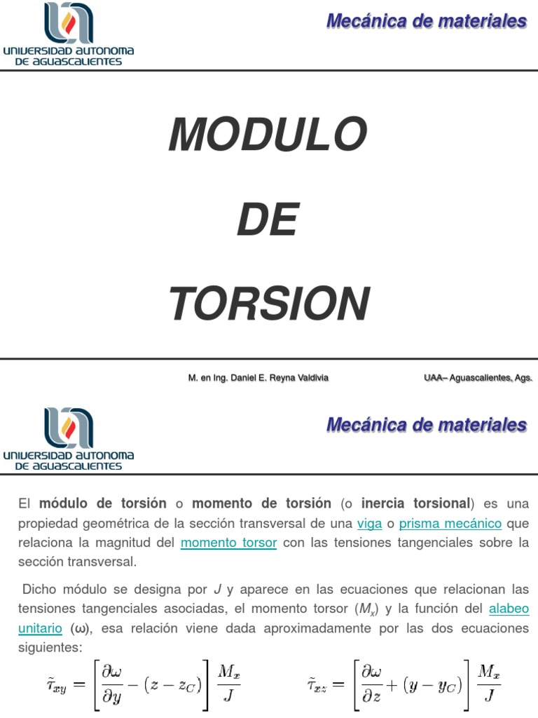Modulo de Torsion | PDF | Mecánica | Mecanica clasica