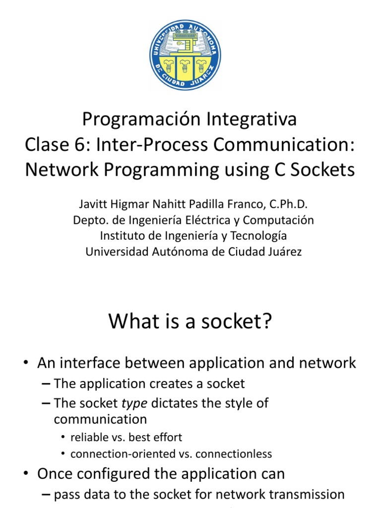 ProgIntegra Clase6 Sockets en C | PDF | Network Socket | Port (Computer Networking)