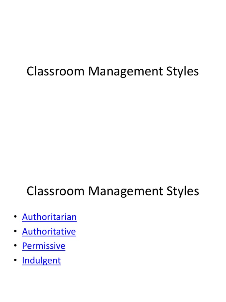 TSL3109-Classroom Management Styles | PDF | Classroom Management ...