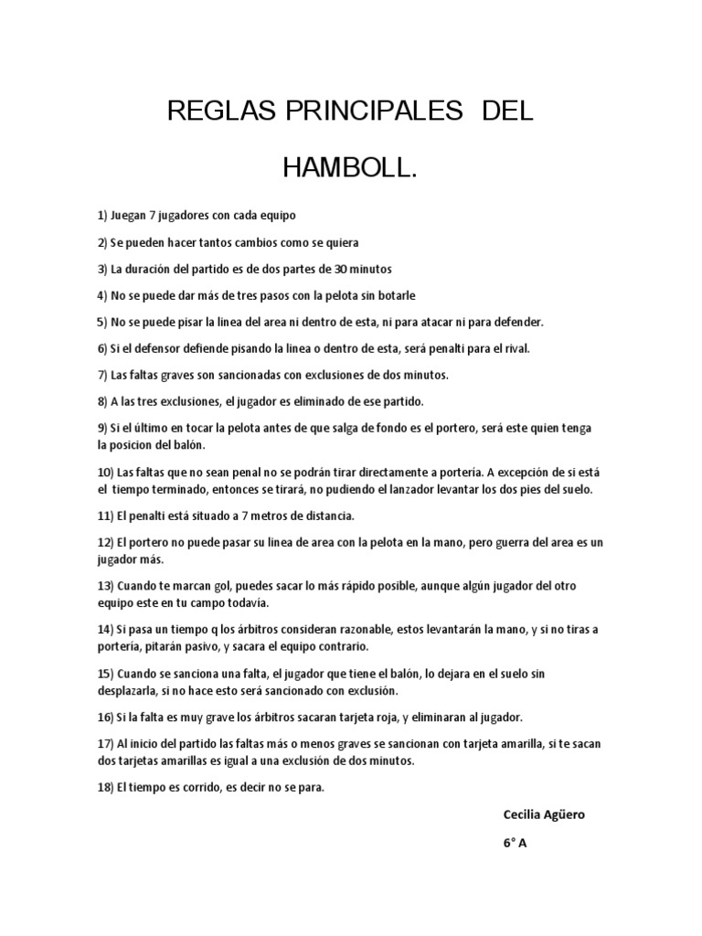 Reglas Principales Del Hamboll | PDF
