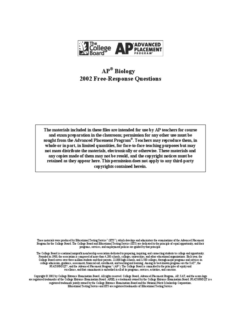 AP Bio Essay 2002 A | PDF | Advanced Placement | Genetics