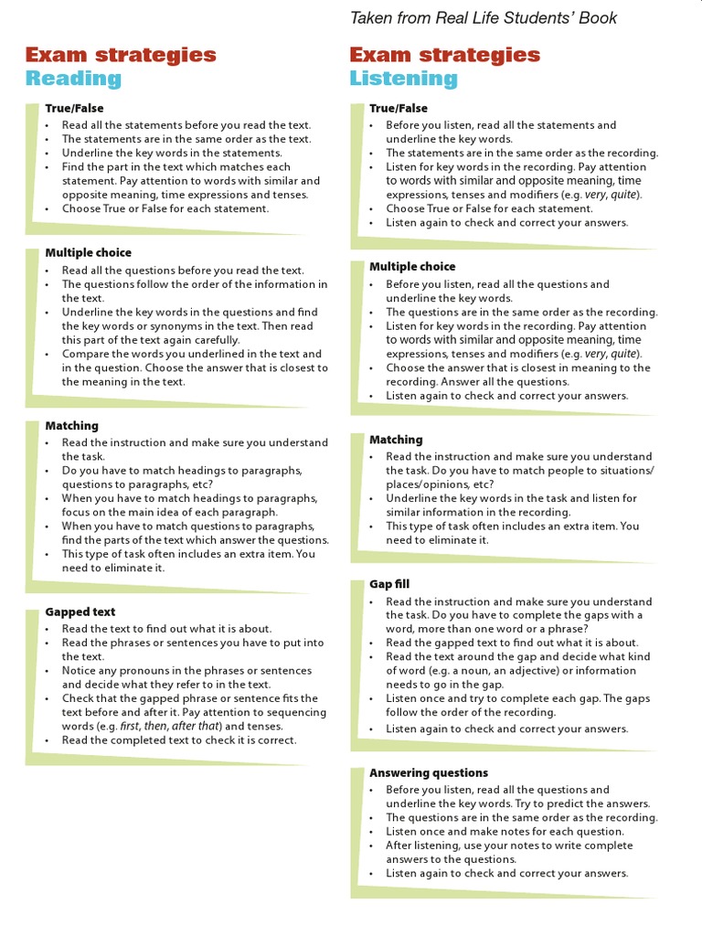 Reading Listening: True/False True/False | PDF | Question | Rules