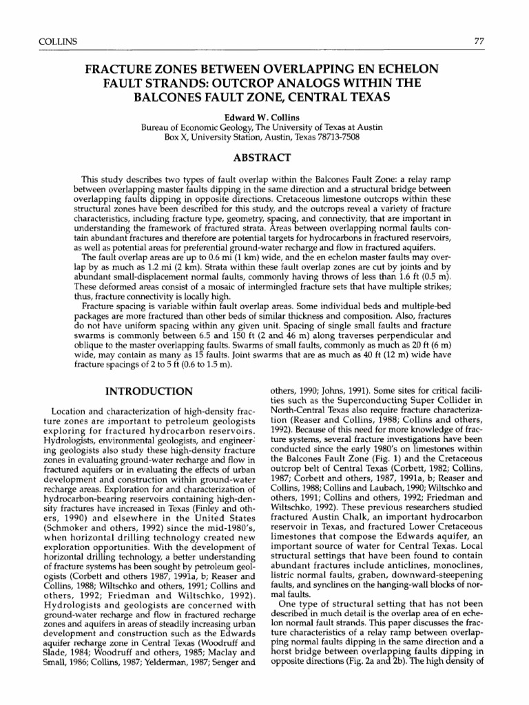 Fracture Zones in Balcones Fault Zone | PDF | Fault (Geology ...