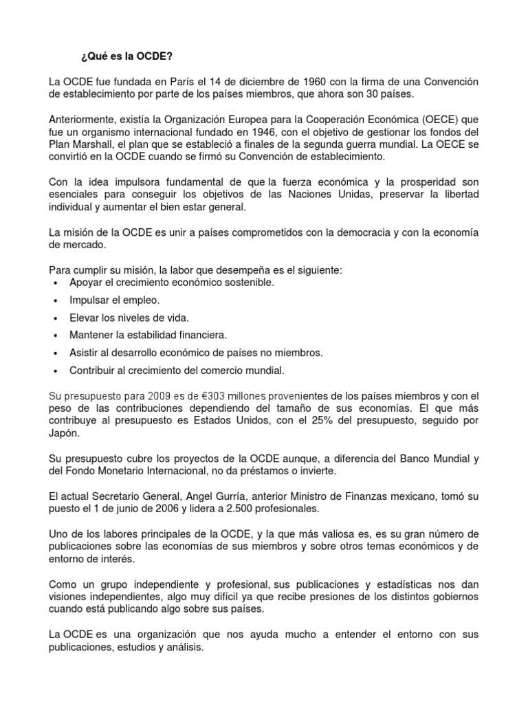 Qué Es La OCDE | PDF
