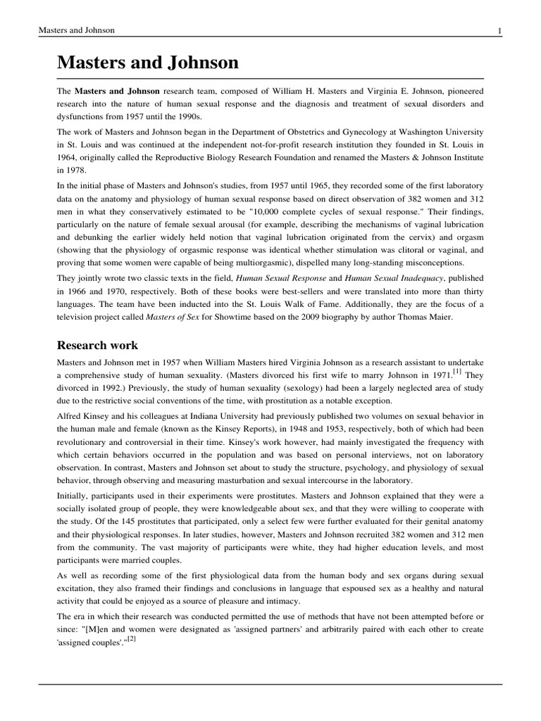 Masters and Johnson | PDF | Sexual Arousal | Orgasm