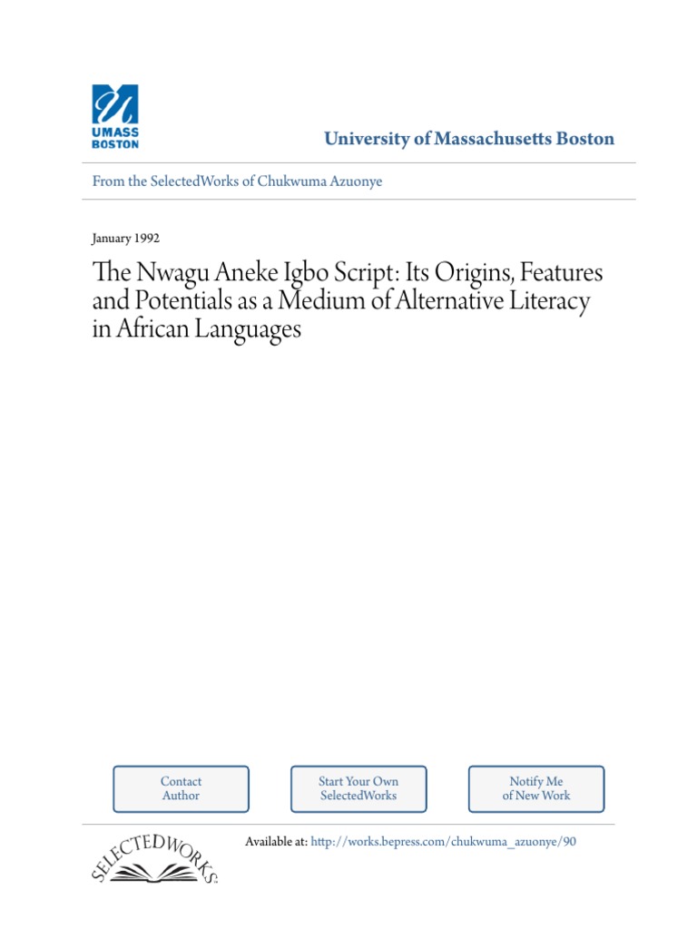 Chukwuma Azuonye - The Nwagu Aneke Igbo Script | Download Free PDF ...
