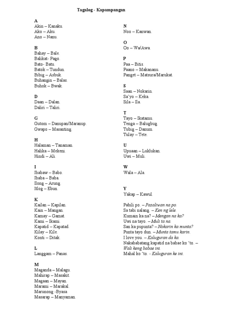 Tagalog Kapampangan | PDF