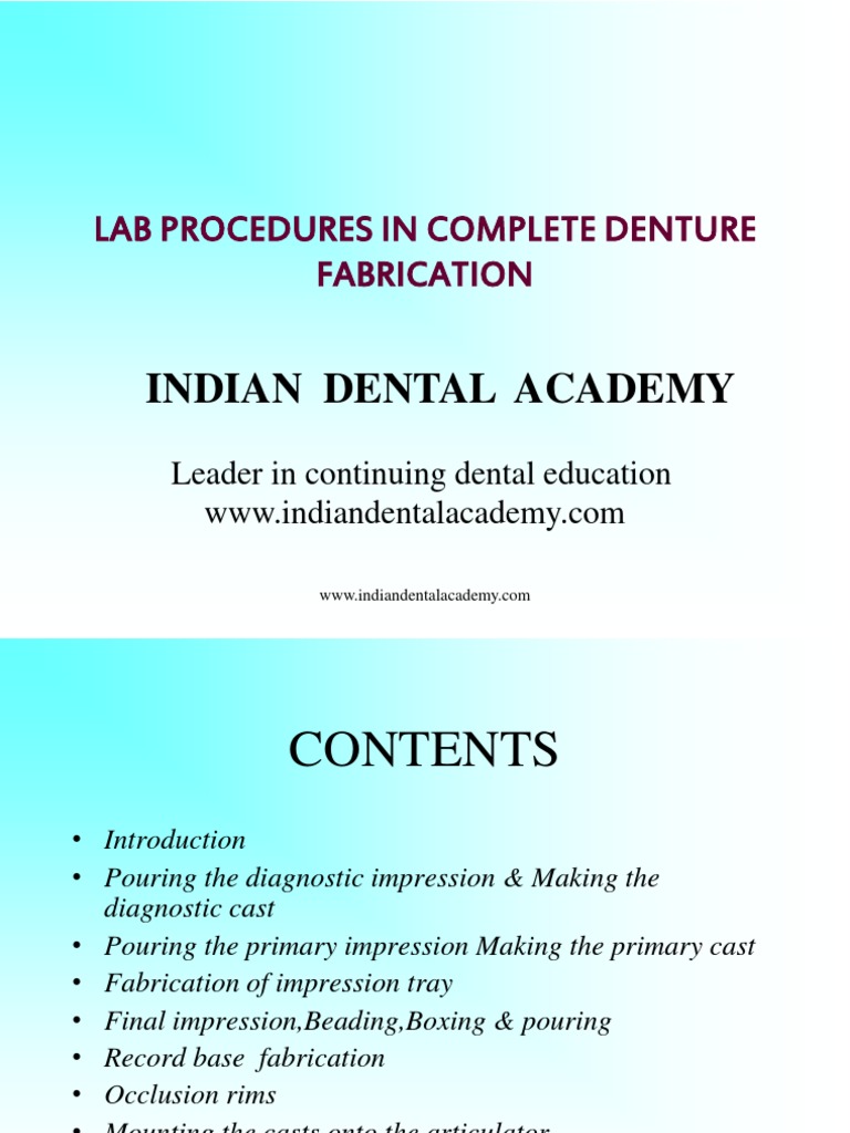 Lab Procedures in Complete Denture Prosthodontics / Orthodontic Courses ...