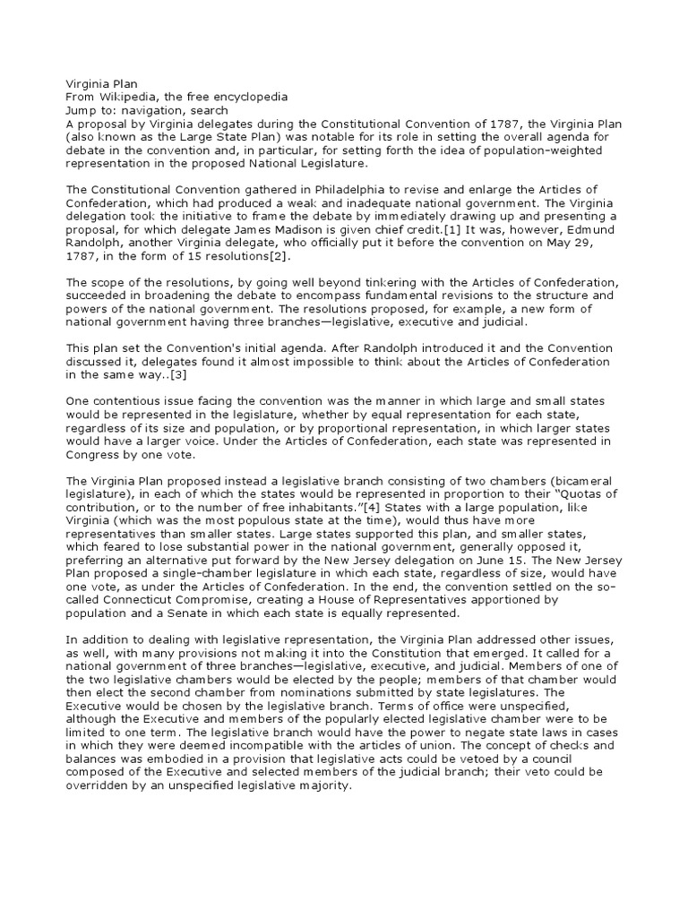 The Virginia Plan: A Proposal that Shaped the Debate Around Population ...
