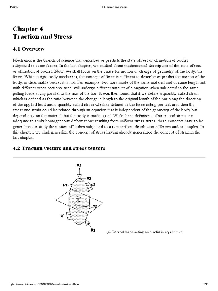 4 Traction and Stress | PDF | Stress (Mechanics) | Deformation (Mechanics)