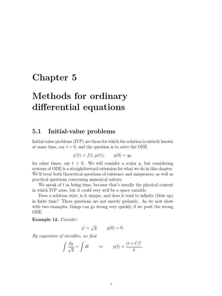 Methods For Ordinary Differential Equations: 5.1 Initial-Value Problems ...