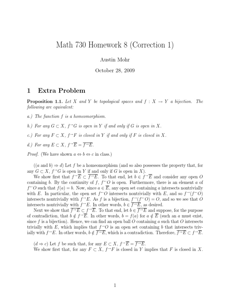Math 730 Homework 8 (Correction 1) : 1 Extra Problem | PDF | Continuous ...